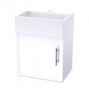 THE CUBE 400 WALL HUNG UNIT - HIGH GLOSS WHITE (No Basin) - Bathroom Shop