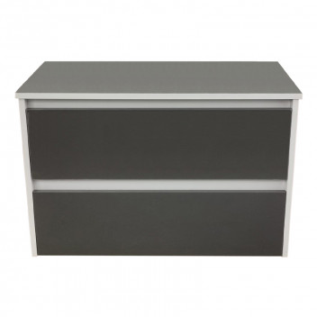 IRIS 800 W/HUNG 2 DRAW UNIT. SOLID TOP - HGW & S/GLOSS GREY (No Basin ...