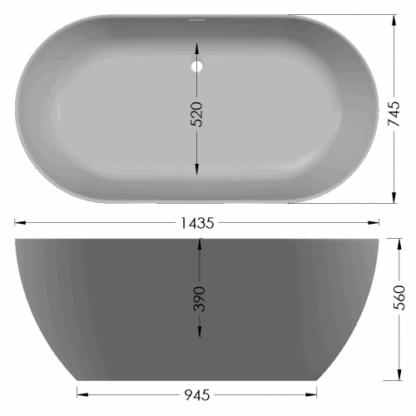 ZALA ONE PIECE FREE STANDING BATH - WHITE 1440*750*570MM - Bathroom Shop